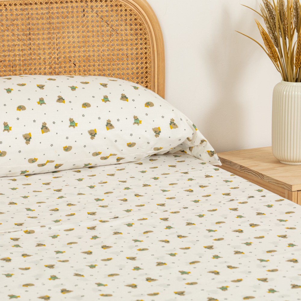 Juego de sábanas algodón Chuchin verde Medidas sábanas Cama 90cm Juego de sábanas algodón Chuchin verde Medidas sábanas Cama 90cm