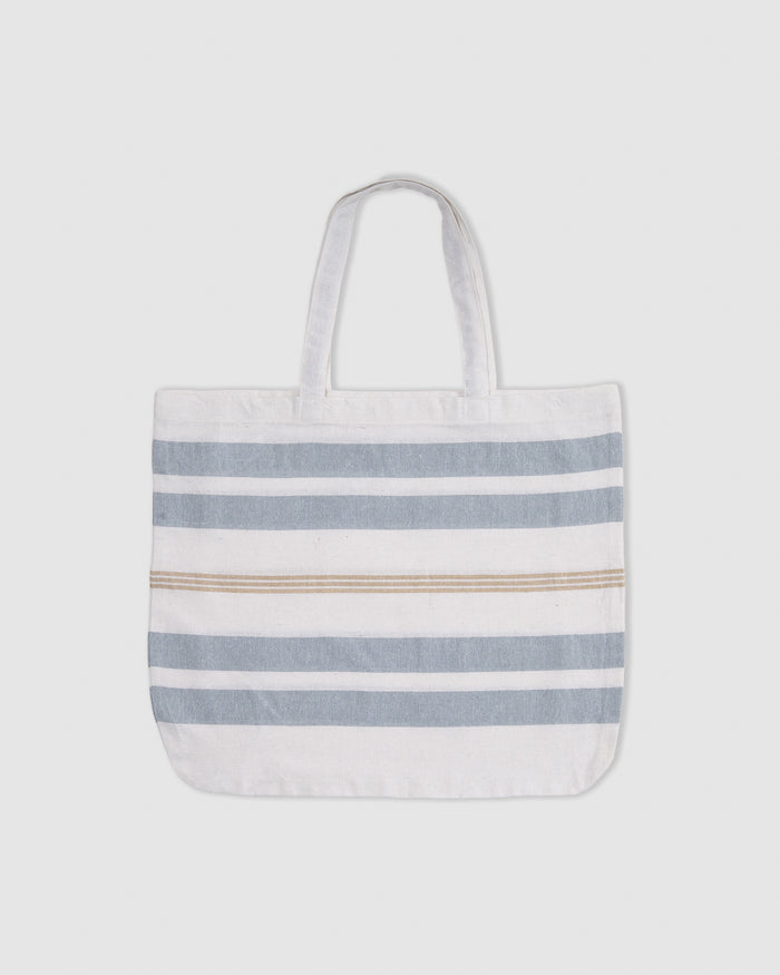 Pack bolso + toalla pareo algodón raya velour azul agua – Tramas+