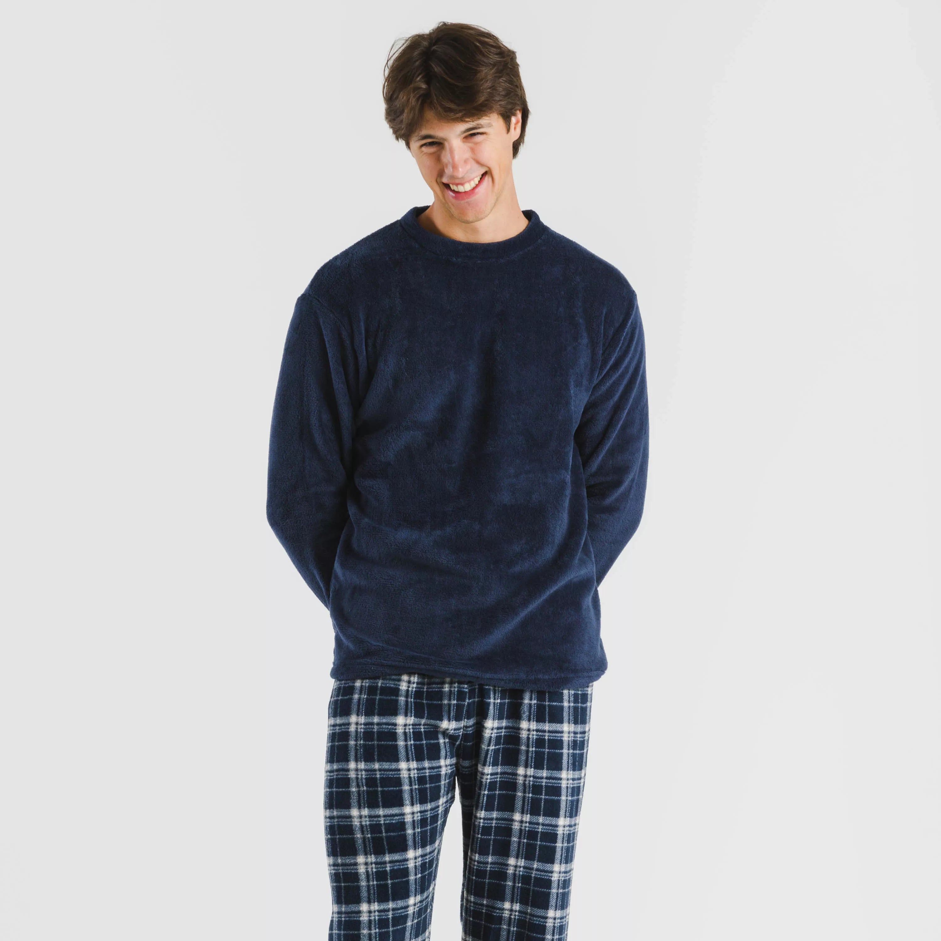 Pijama coral hombre Cuadro Brais Azul Marino – Tramas+